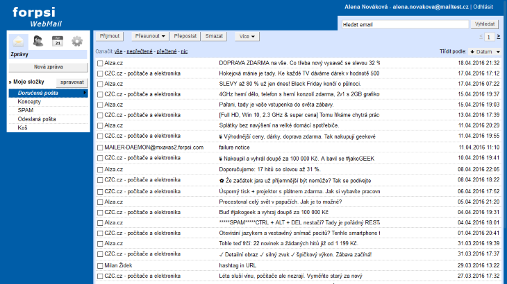 Verze webmailu - FORPSI